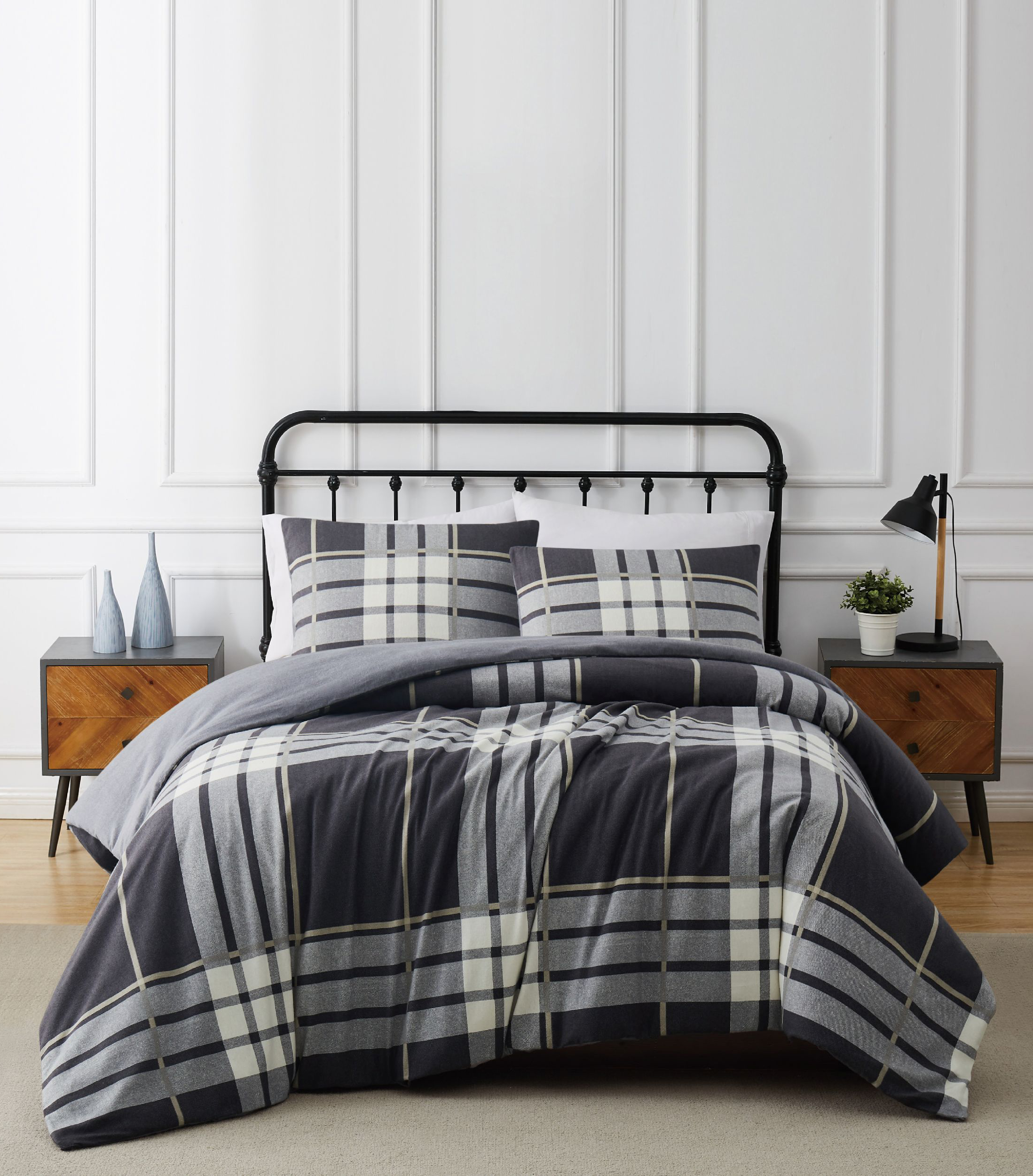 Truly Soft Milo Plaid Bedding Collection Flannel Duvet Cover Set | Bass ...